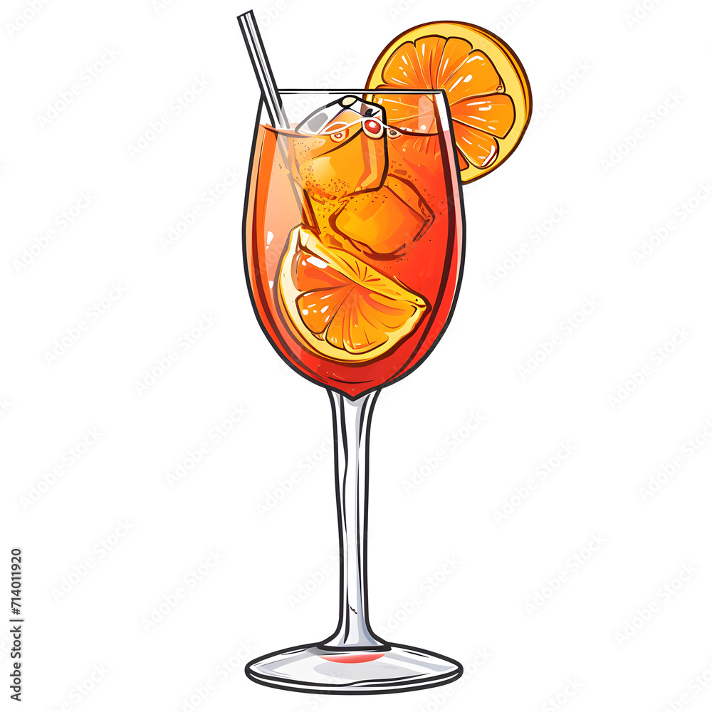 Aperol spritz isolated on white background, cartoon style, png Stock ...
