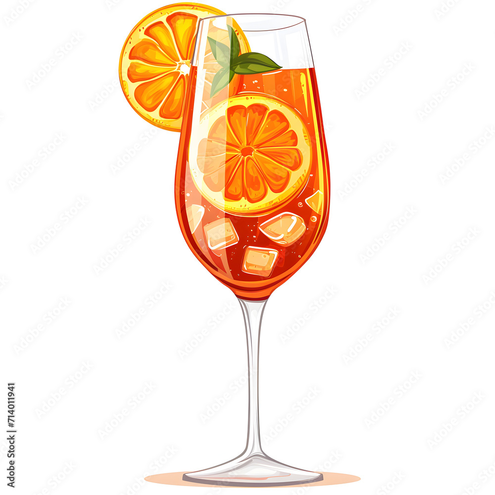 Aperol spritz isolated on white background, cartoon style, png Stock ...