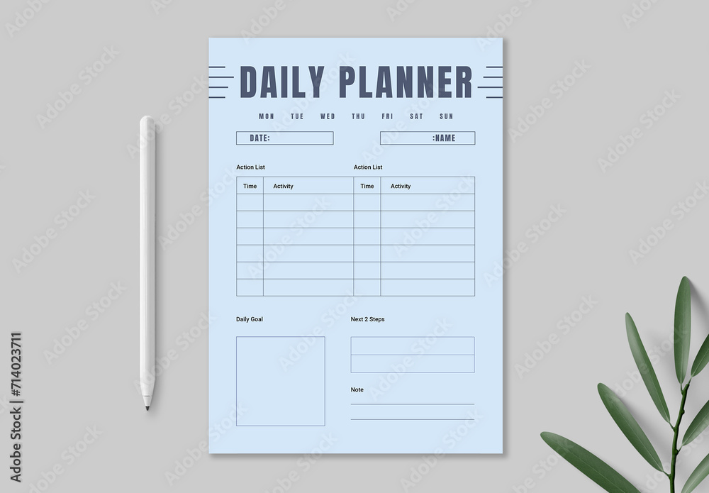 Daily Planner Layout Stock Template | Adobe Stock