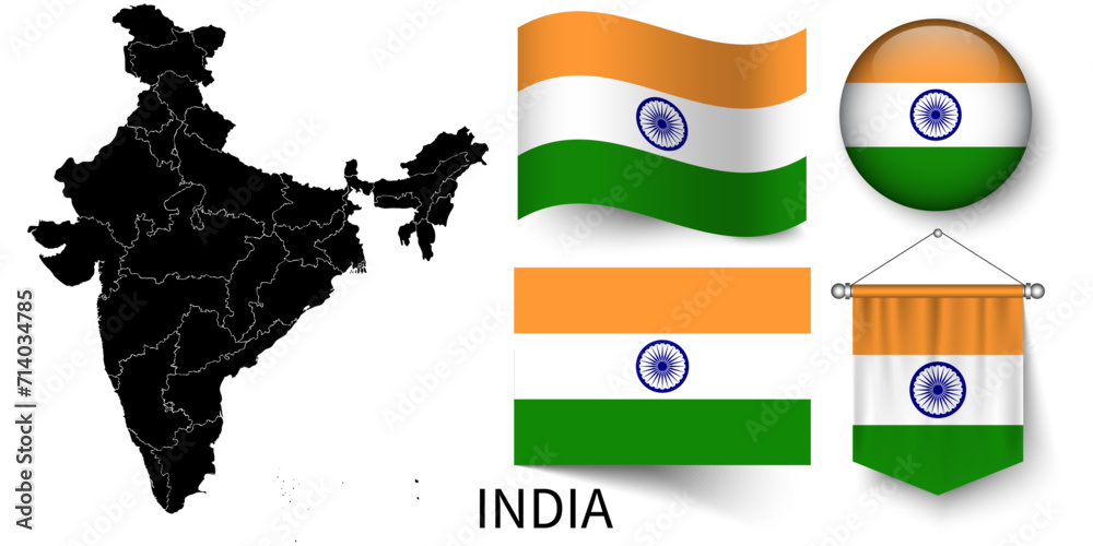 Map of India and the various flags of India Stock Vector | Adobe Stock