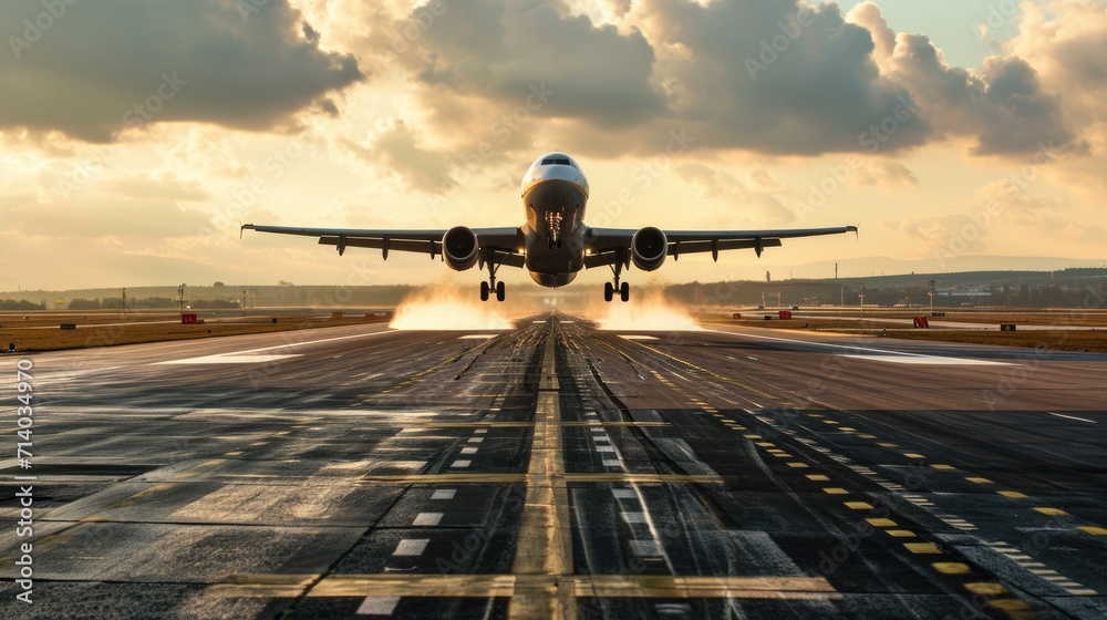 Airborne Dreams: An Airplane Takes Off from an Airport Runway ...