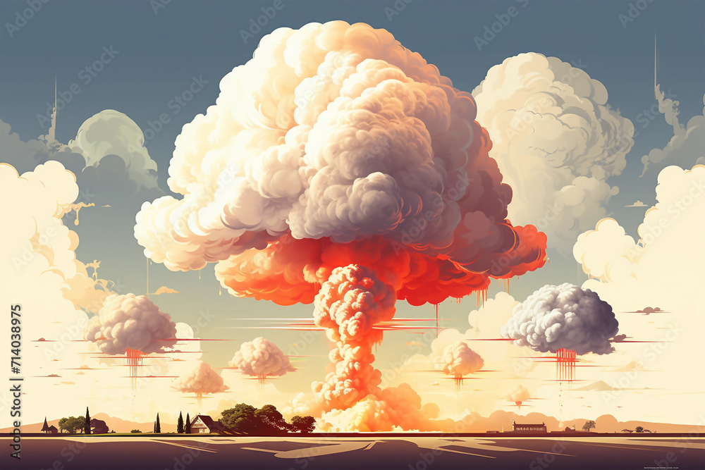 3d Rendering of concept of a third nuclear world war with giant bombs ...
