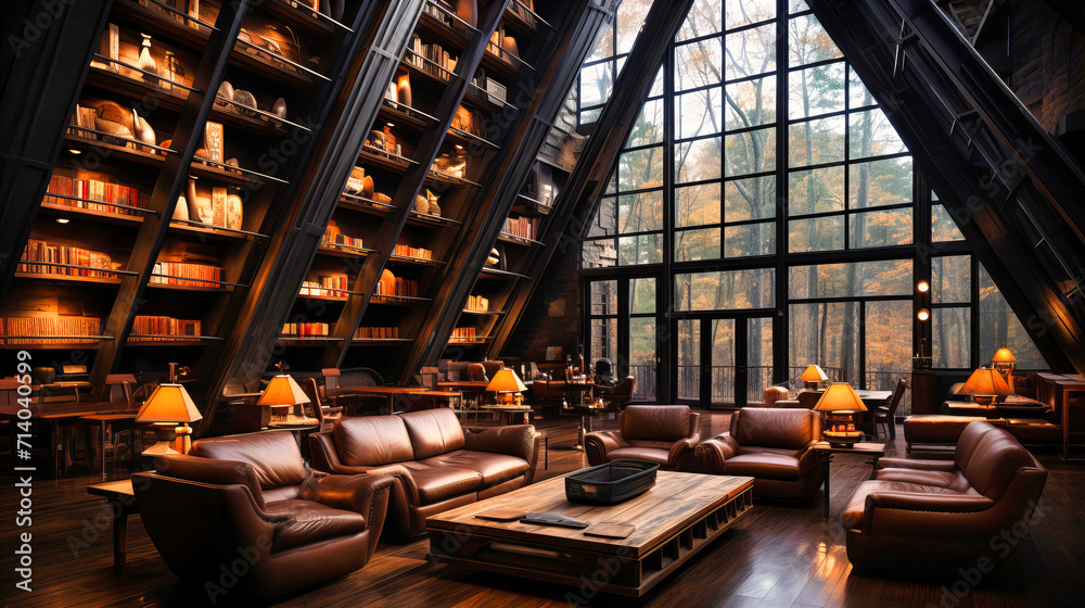 Dive into the charm of an old library with this vintage interior. The ...
