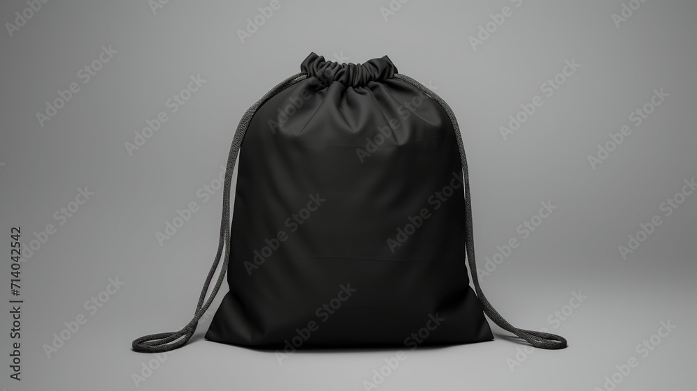 Black Drawstring Pack template Mock up of Bag. Canvas Bag with ...