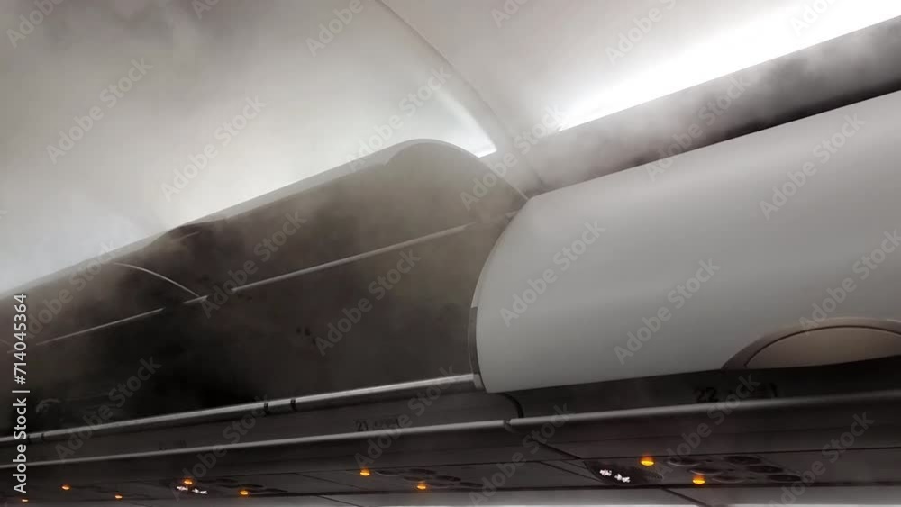 Vidéo Stock Aircraft cabin mist air vapor condensation due to ...