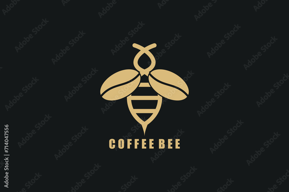 coffee logo design with bee logo concept modern Stock Vector | Adobe Stock