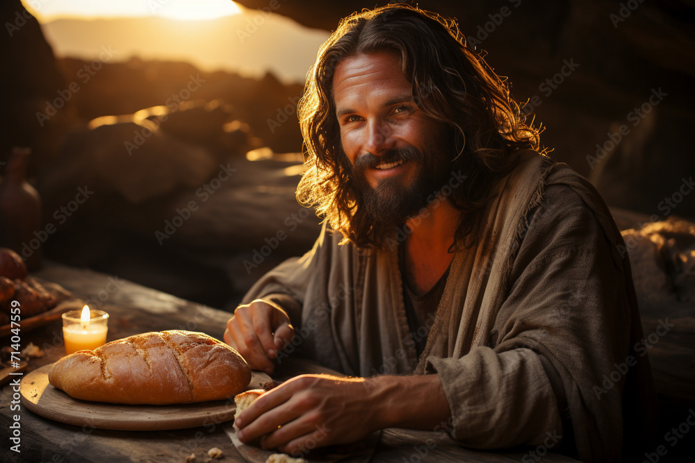Jesus Breaking the Bread Stock Illustration | Adobe Stock