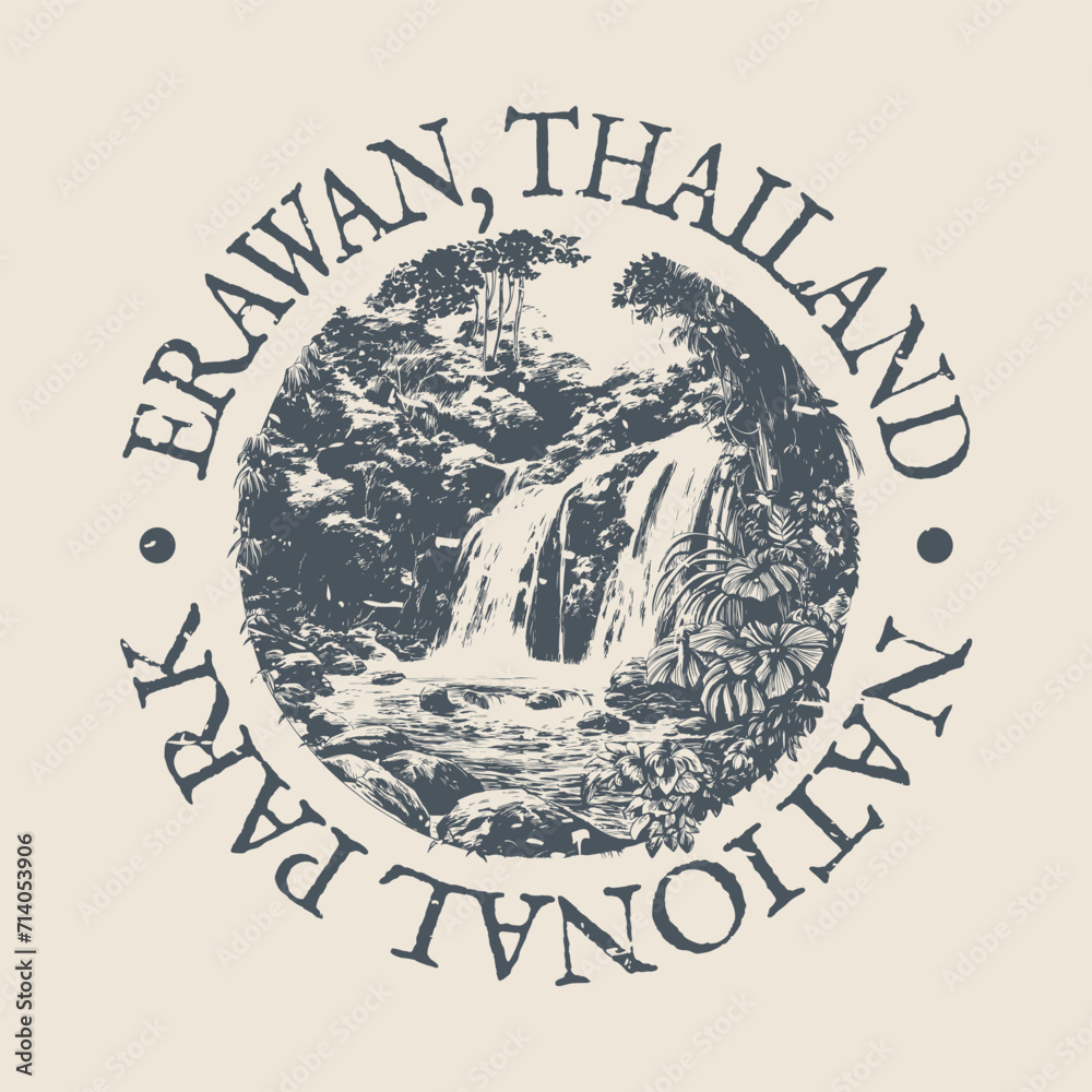 Erawan, Kanchanaburi, Thailand Illustration Clip Art Design Shape ...