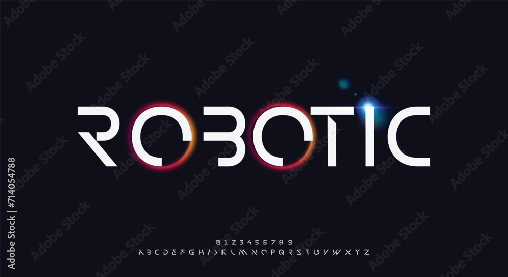 Robotic style alphabet. Bold segment line font, minimalist type for ...