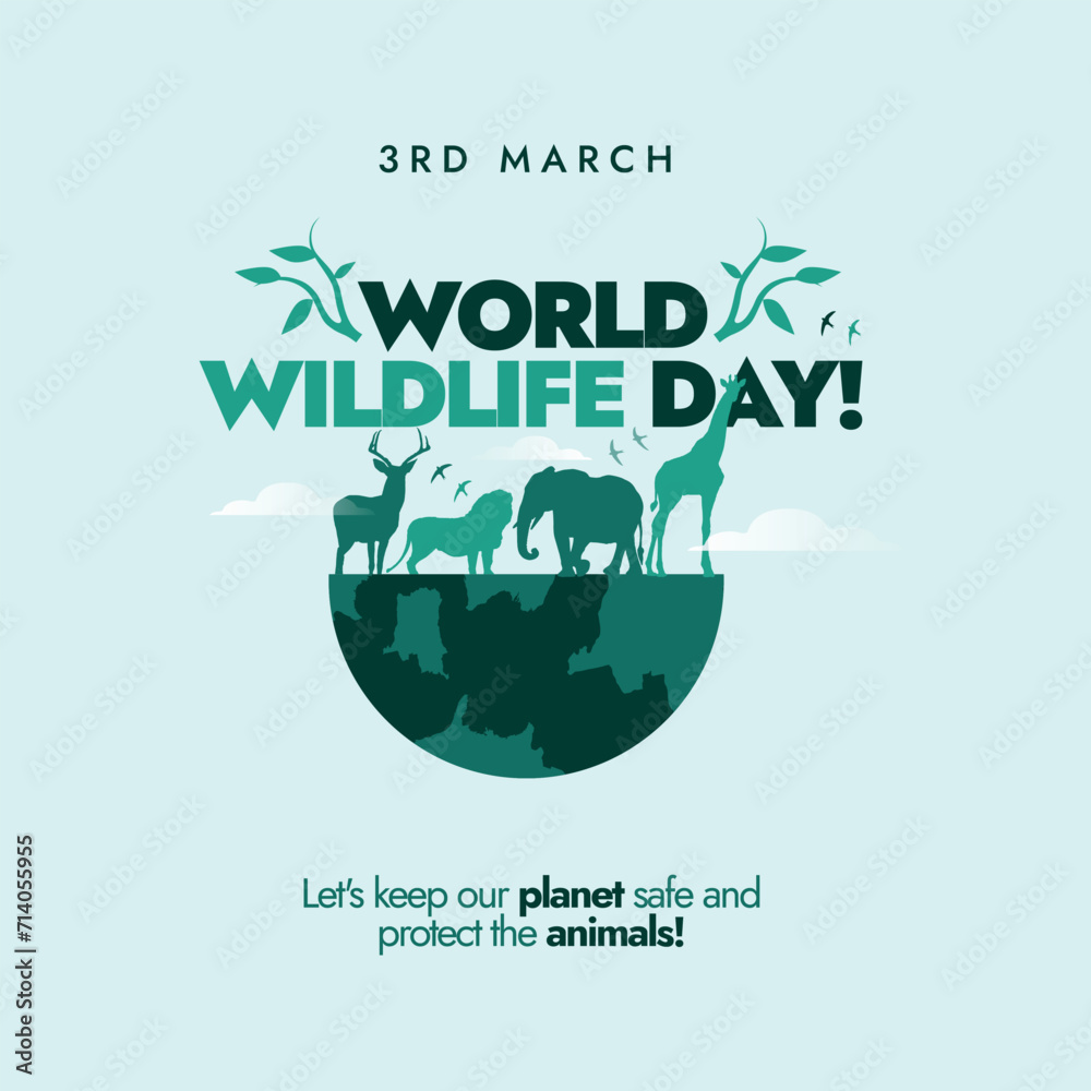 World Wildlife Day. March 3rd, World Wildlife day banner with ...