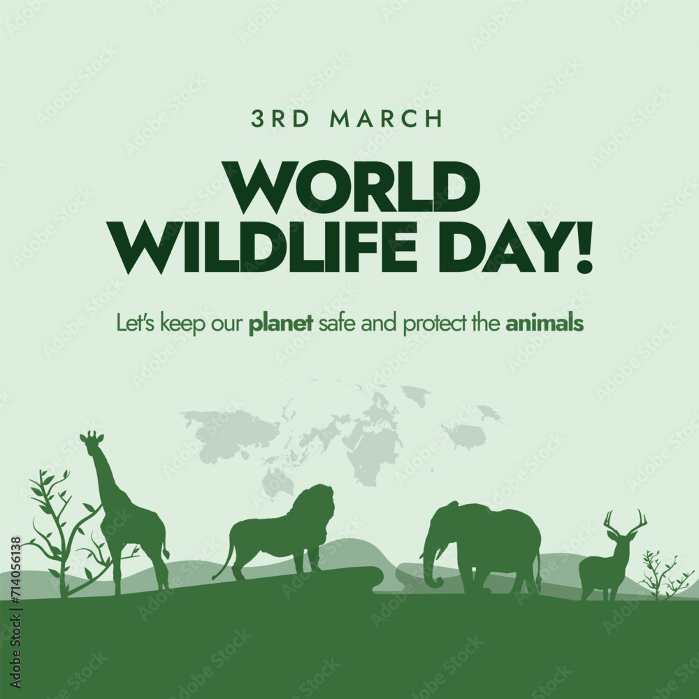 World Wild life Day. March 3rd World Wildlife day celebration banner ...