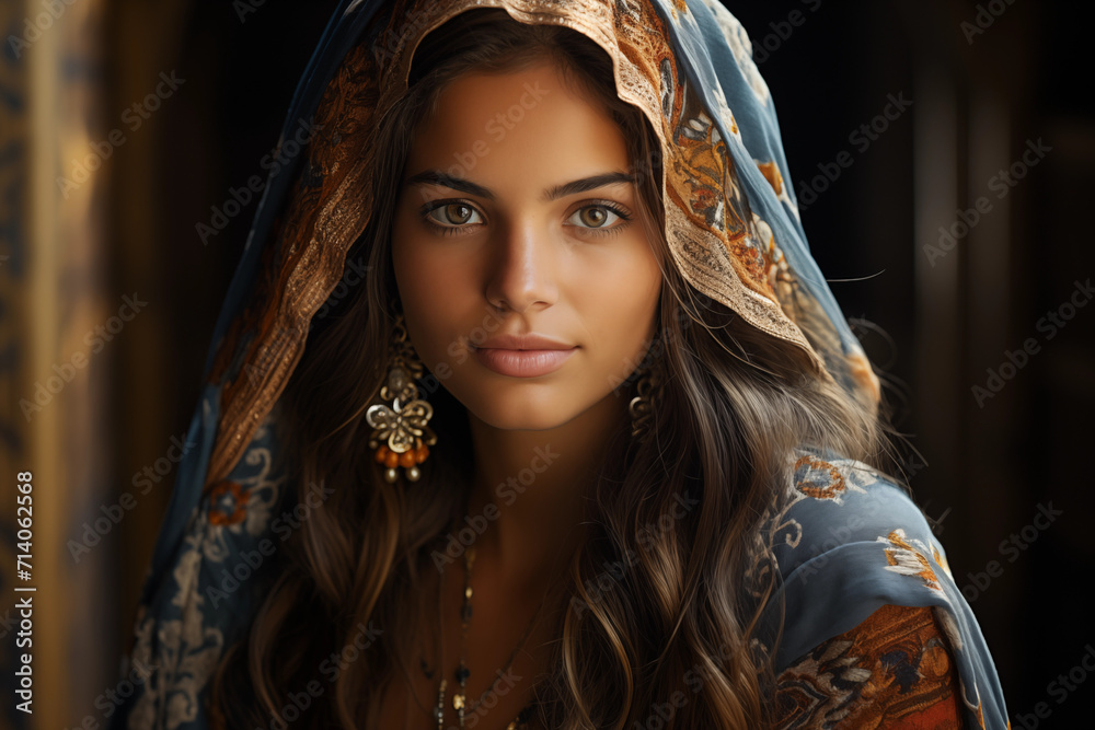 Beautiful woman in a traditional dress from Morocco Stock Illustration ...