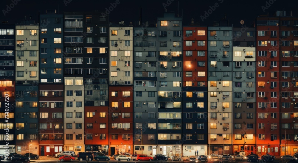 The bustling urban area comes to life at night, as lights illuminate ...