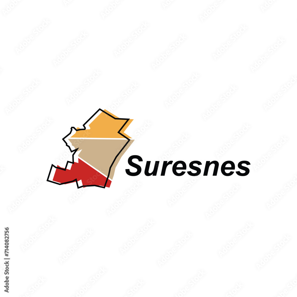 Map City of Suresnes vector design template, World Map International ...