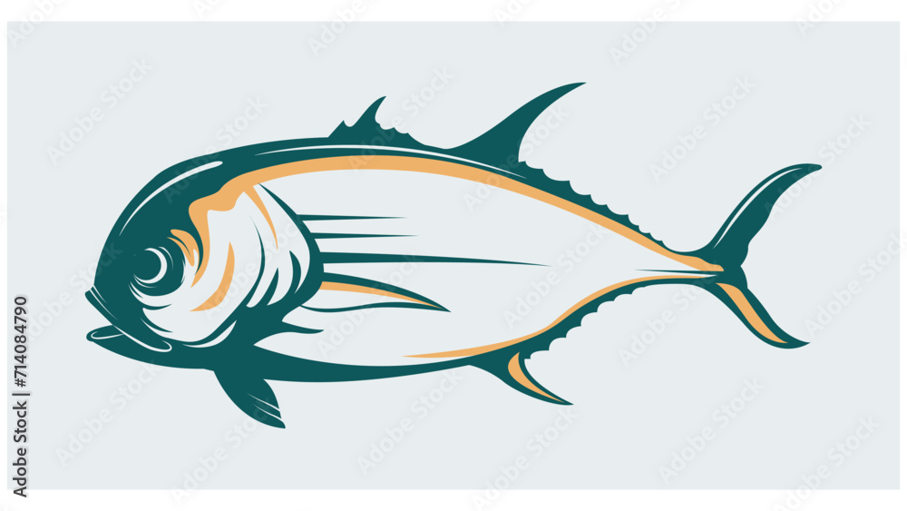 isolated vector of crevalle jack fish illustration for fish logo ...