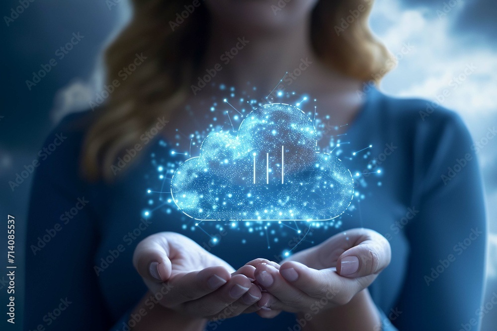 Cloud computing technology diagram and data management concept ...