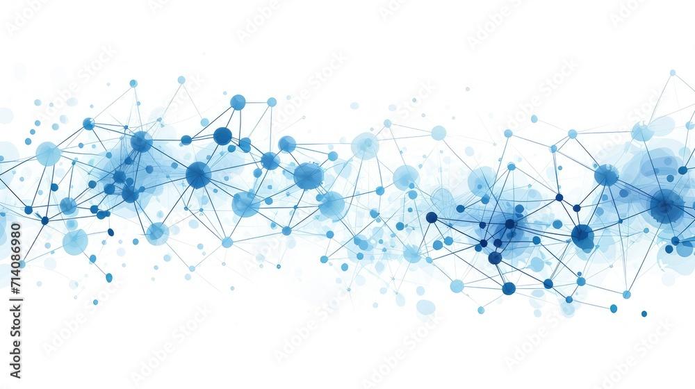 A vibrant blue vector image depicting interconnected networks with ...