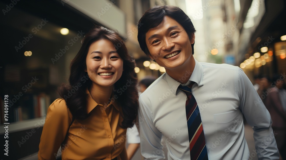 Asian office workers - profile picture - smiling and happy - business ...