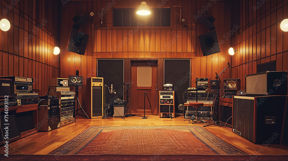 An immersive photograph capturing the essence of a vintage recording ...