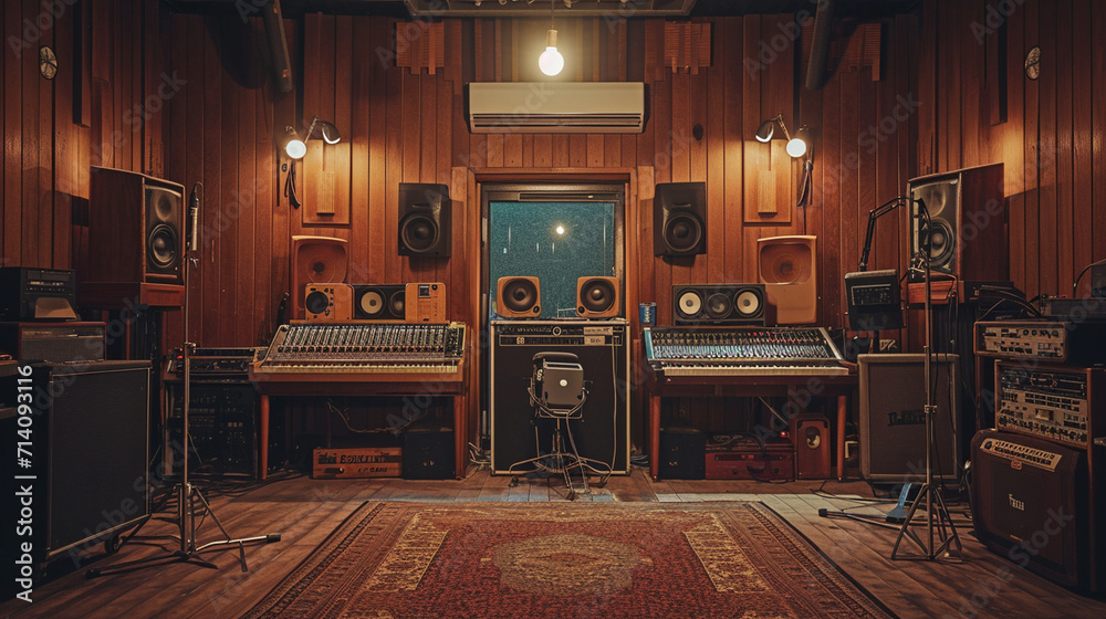 An immersive photograph capturing the essence of a vintage recording ...