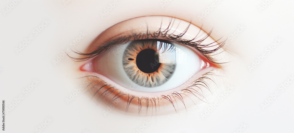 Female light colored eyes on white background, generative ai Stock ...