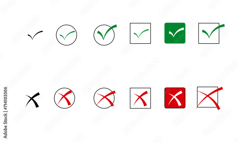 différents signes de validation et refus Stock Vector | Adobe Stock