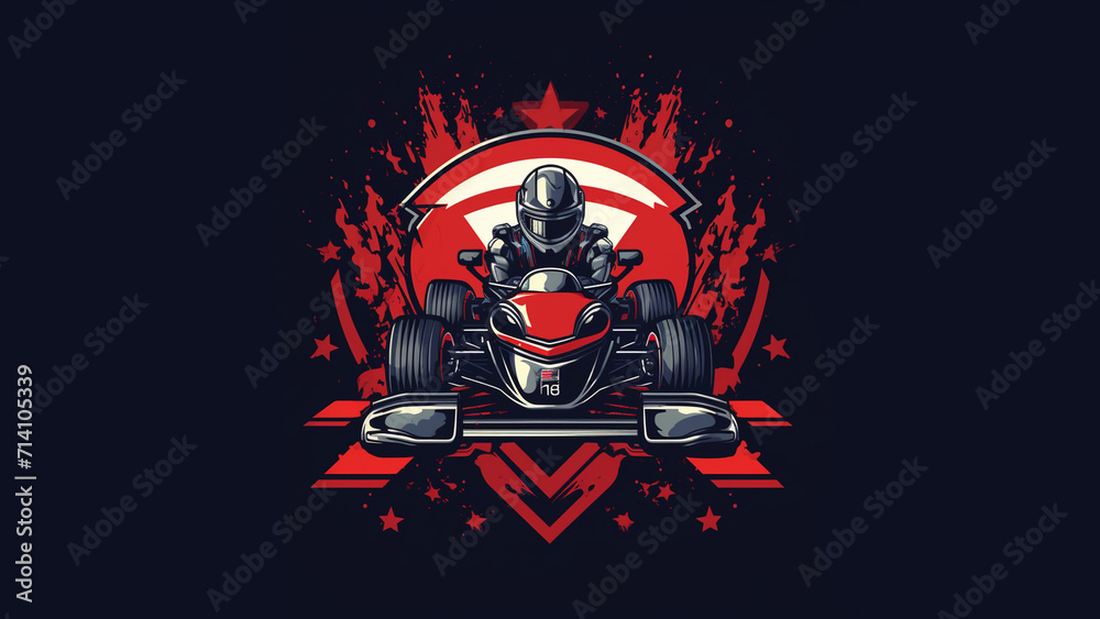logo, go kart team called Team BoxBox, crossed pistons, chequered flag ...