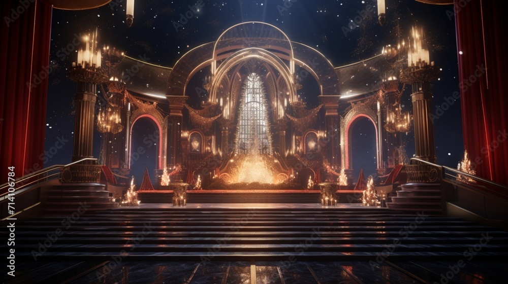 a grand award show set meticulously crafted in hyper-realistic 8k ...
