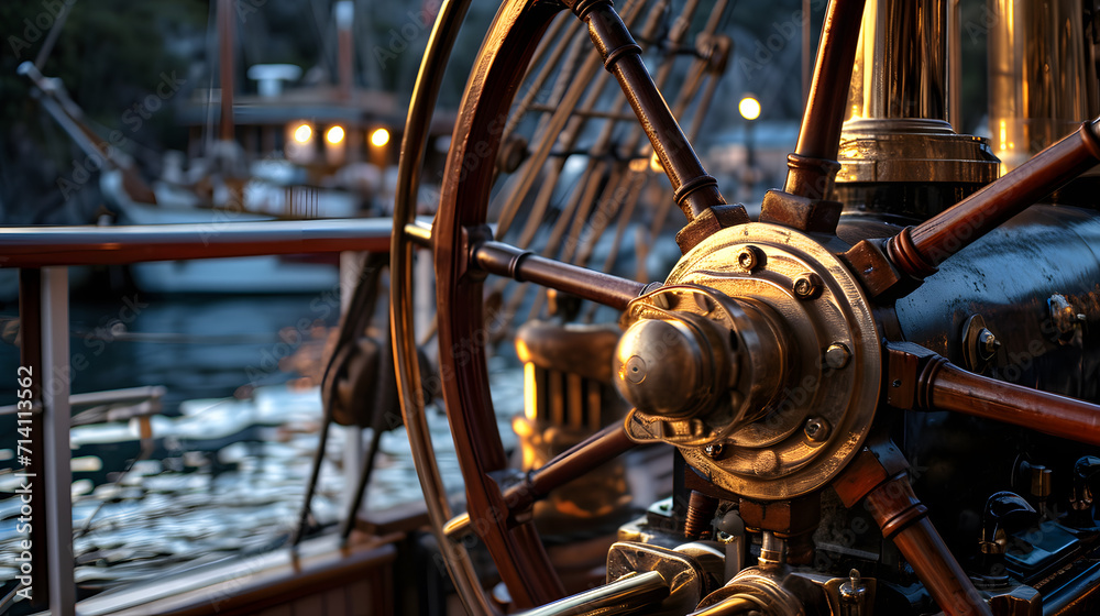 A classic steamboat paddle wheel engine with rotating paddles. Stock ...