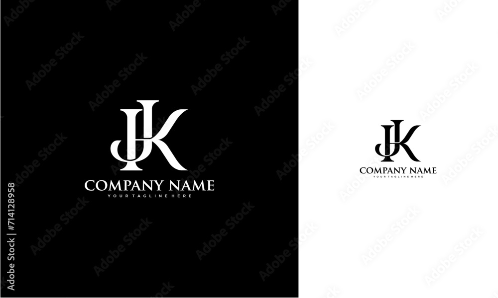 KJ or JK initial logo concept monogram,logo template designed to make ...