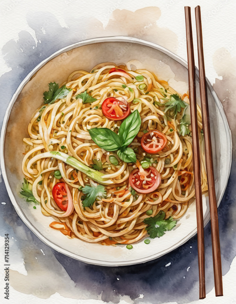 watercolor drawing. Noodles. Found in various forms across different ...