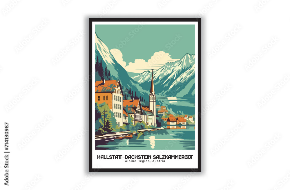 Hallstatt-Dachstein Salzkammergut Alpine Region, Austria. Vintage ...