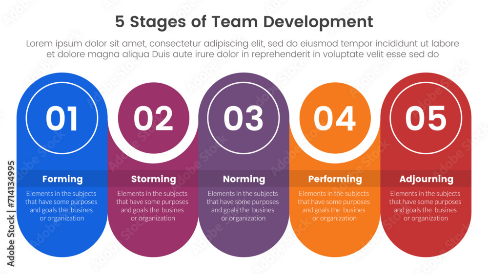 5 stages team development model framework infographic 5 point stage ...