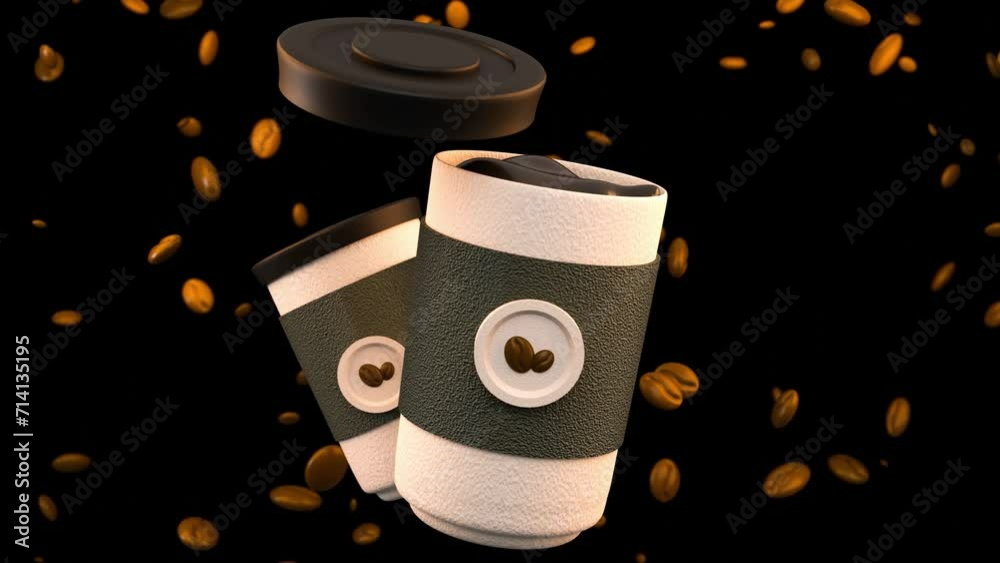 Vidéo Stock Seamless looping animation of drawn coffee beans falling ...