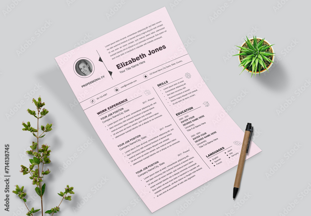 Modern Resume Template Design Layout Stock Template | Adobe Stock