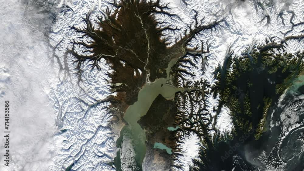 Vidéo Stock Snowfall time lapse satellite view of Alaska, city of ...