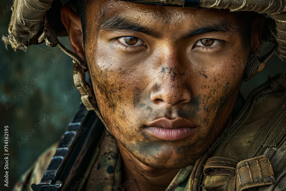 Filipino soldier portrait close up. Modern soldier of Philippines ...