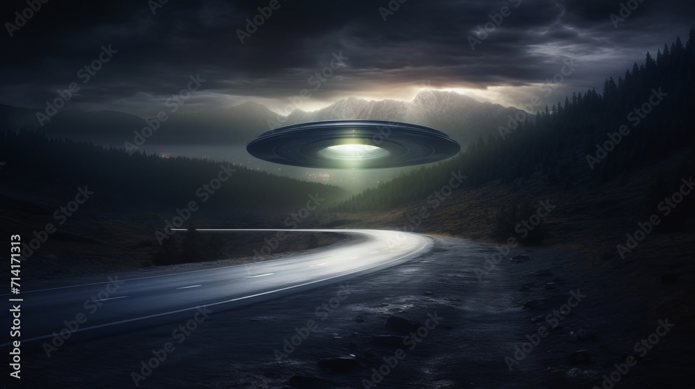 An otherworldly sight as a flying alien navigates the dark night sky ...