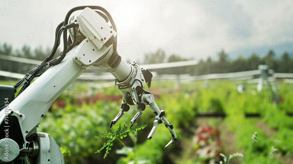 Farming activities background with eco-friendly robots. robot farmers ...