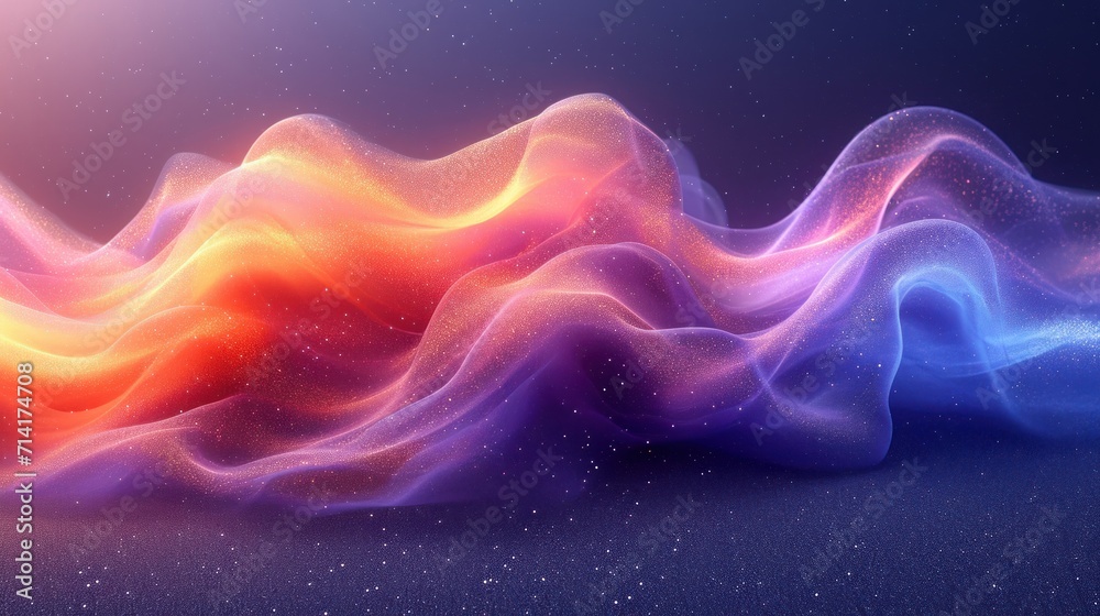 a computer generated image of a wave on a blue background with a pink ...