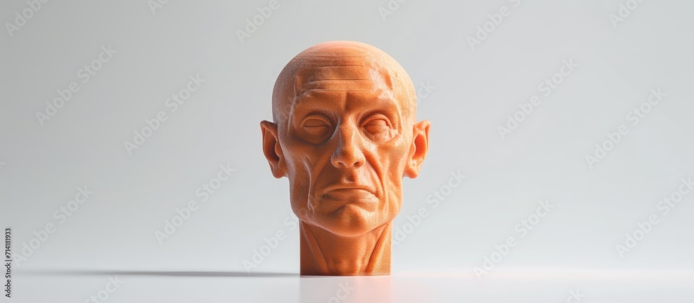 3D printed plastic head model of Meme Man, isolated on white background ...