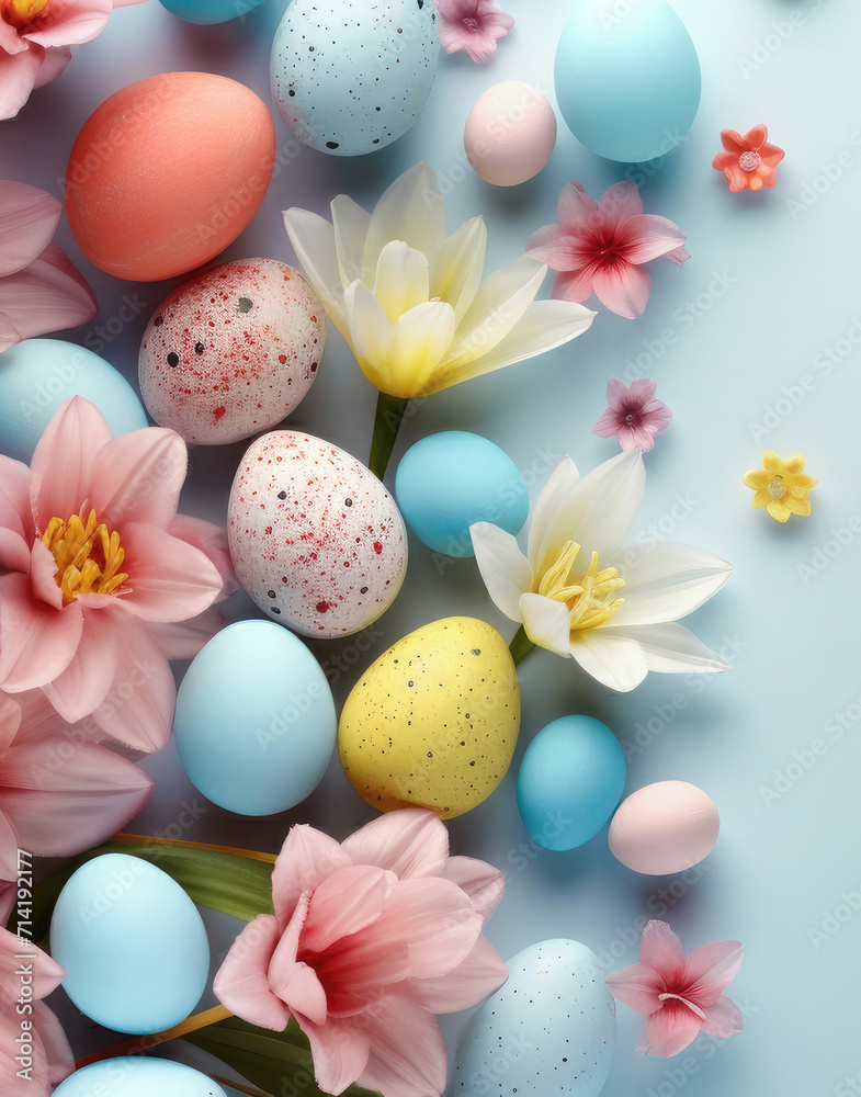 Easter poster and banner template with beautiful Easter multi-colored ...