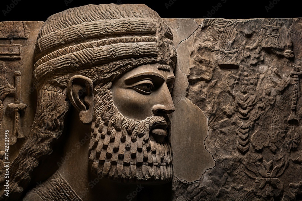 Ancient relief of Mesopotamian king inspired by Assyria Stock Photo ...