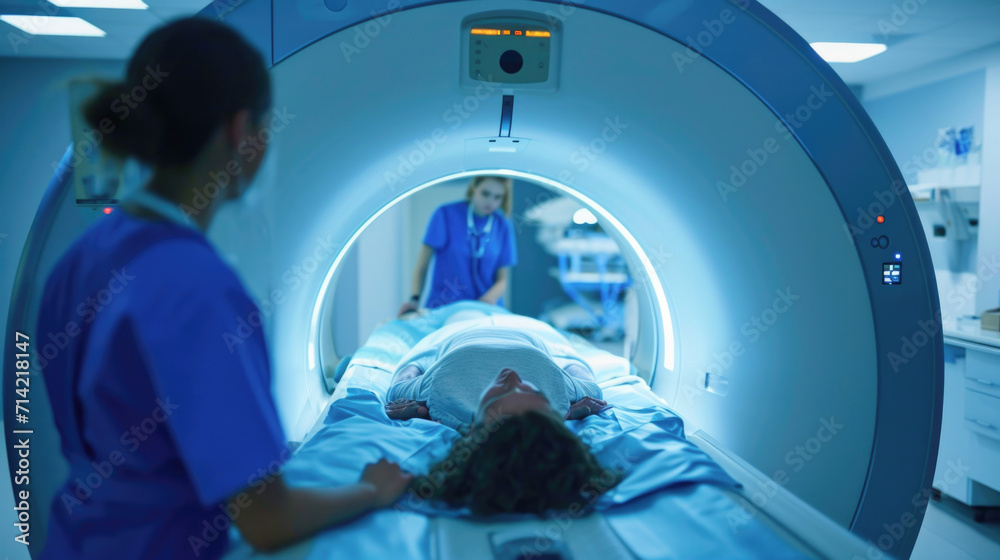 Patient Undergoing a CT Scan in a Modern Medical Imaging Facility Stock ...