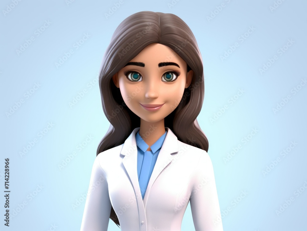 3D Woman Doctor. Female character. Simple cartoon fun person in uniform ...