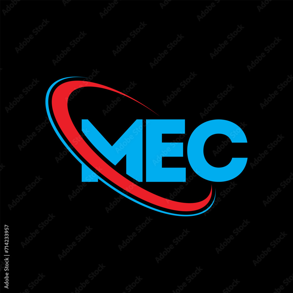 MEC logo. MEC letter. MEC letter logo design. Initials MEC logo linked ...