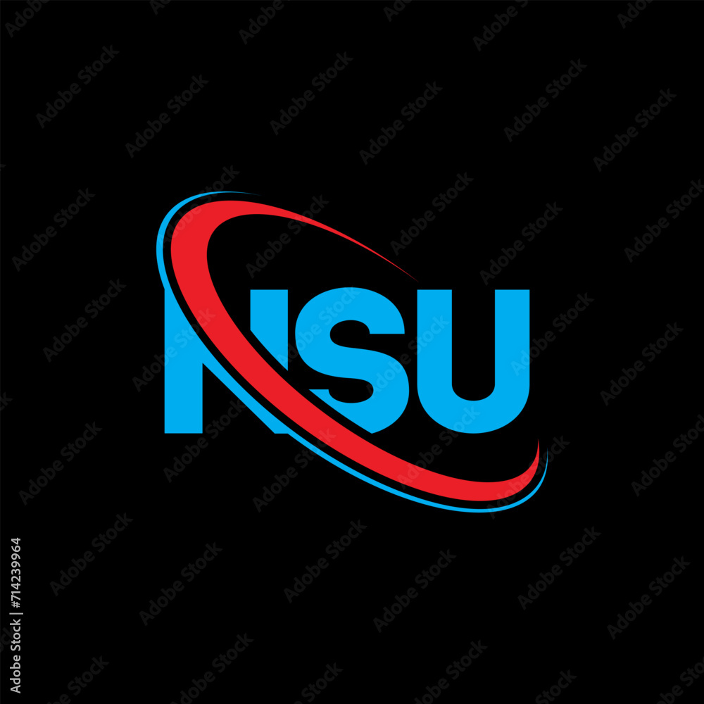 NSU logo. NSU letter. NSU letter logo design. Initials NSU logo linked ...
