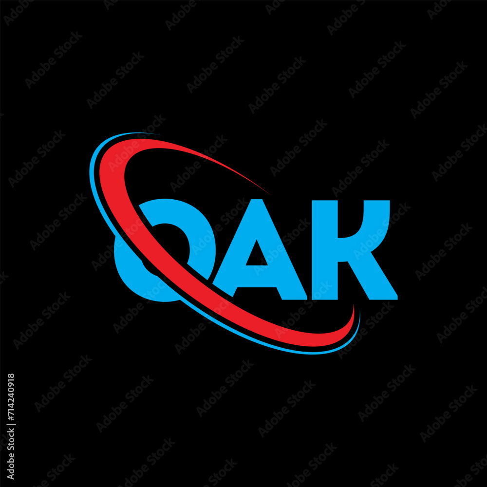 OAK logo. OAK letter. OAK letter logo design. Intitials OAK logo linked ...