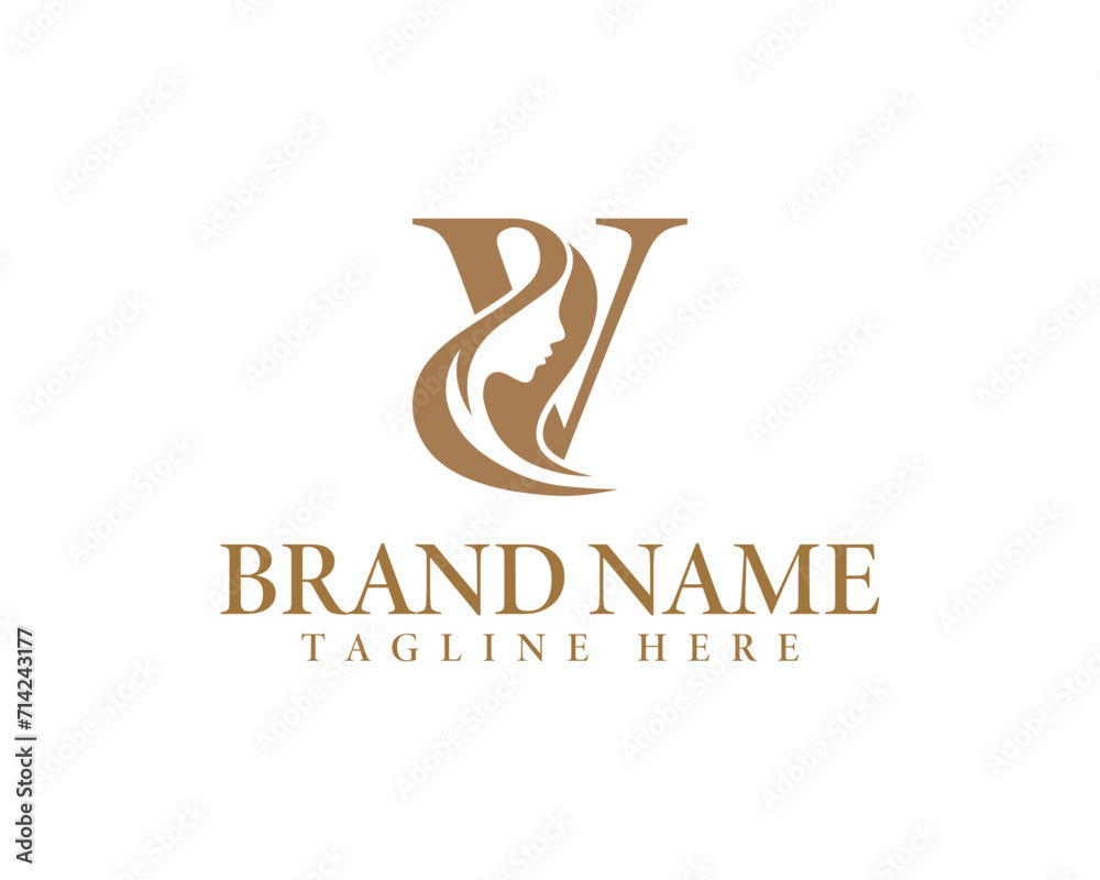 Initial Letter V Beauty Women Face Feminine Logo Design. Beauty Salon ...