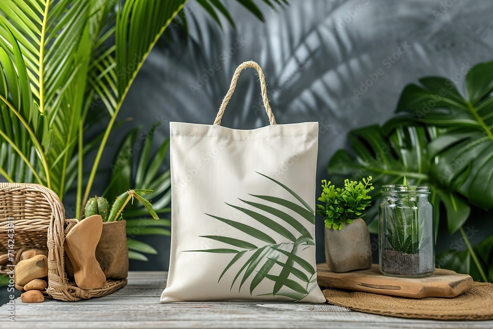 Versatile Plain Cotton Bag for Eco-Friendly Bamboo Packaging - Mockup ...